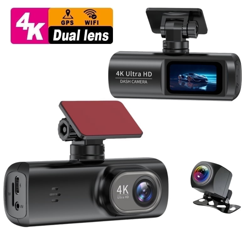 Dash Cam, 4K+1080P Front and Rear View Dashcam for Cars, Car Camera ...