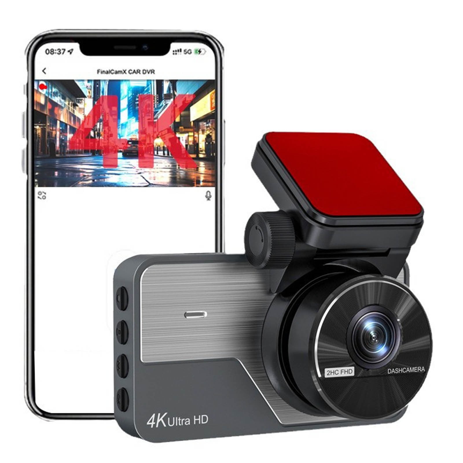 Dash Cam 4K Front 2K Rear Camera Car DVR Recorder Night Vision GPS Wifi ...