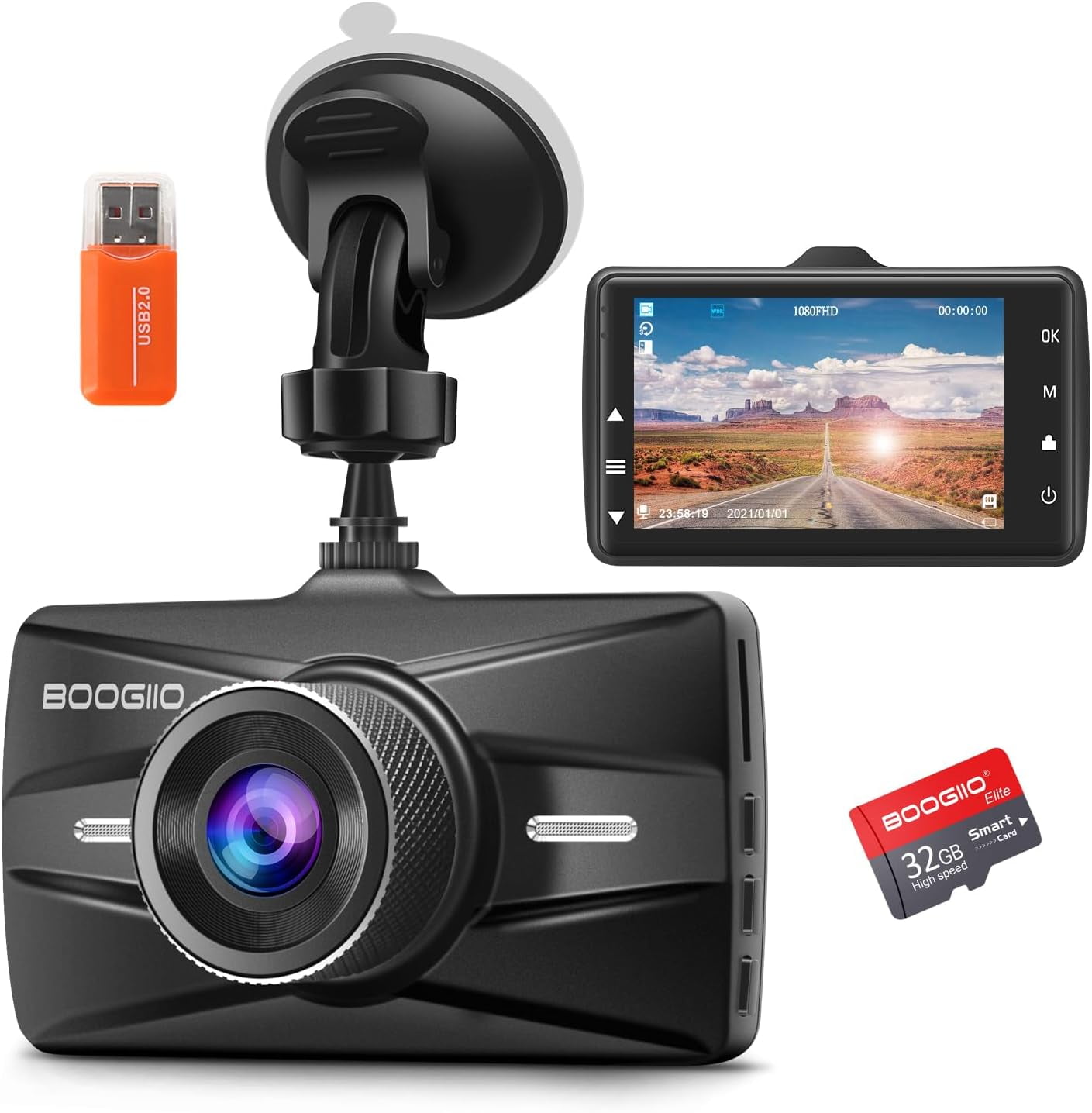Dash Cam Front with 32G SD Card, 1080P FHD Car Driving Recorder 3'' IPS ...