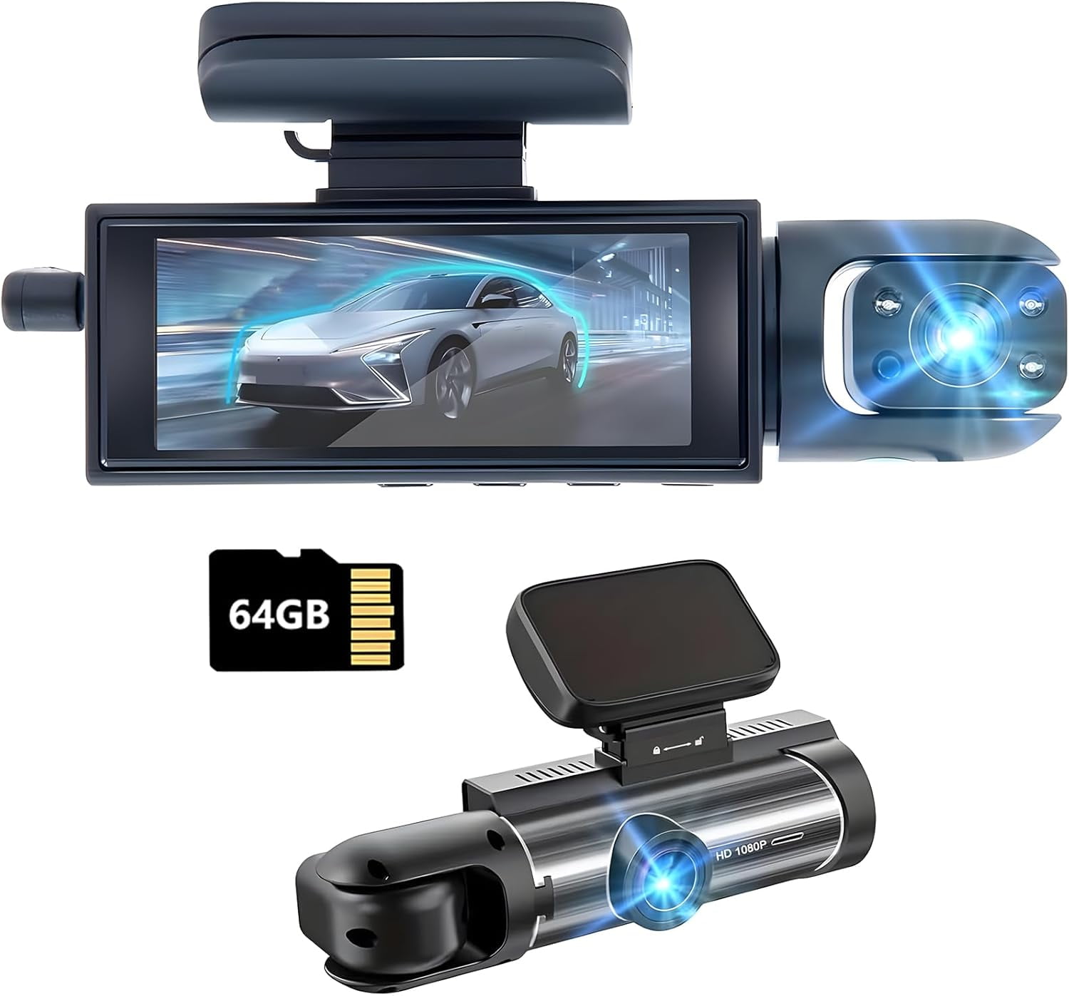 Dash Cam Front and Inside,Dashcams for Cars with 64G Card Traffic ...