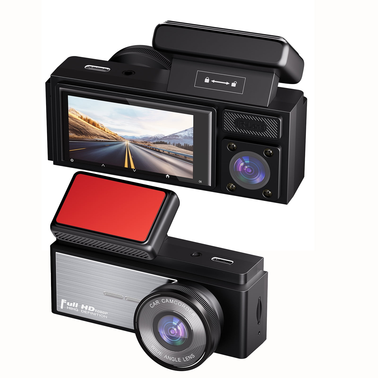 Dash Cam Front Inside Rear 1.97 Inch 1080P Hd Screen Dash Camera For ...
