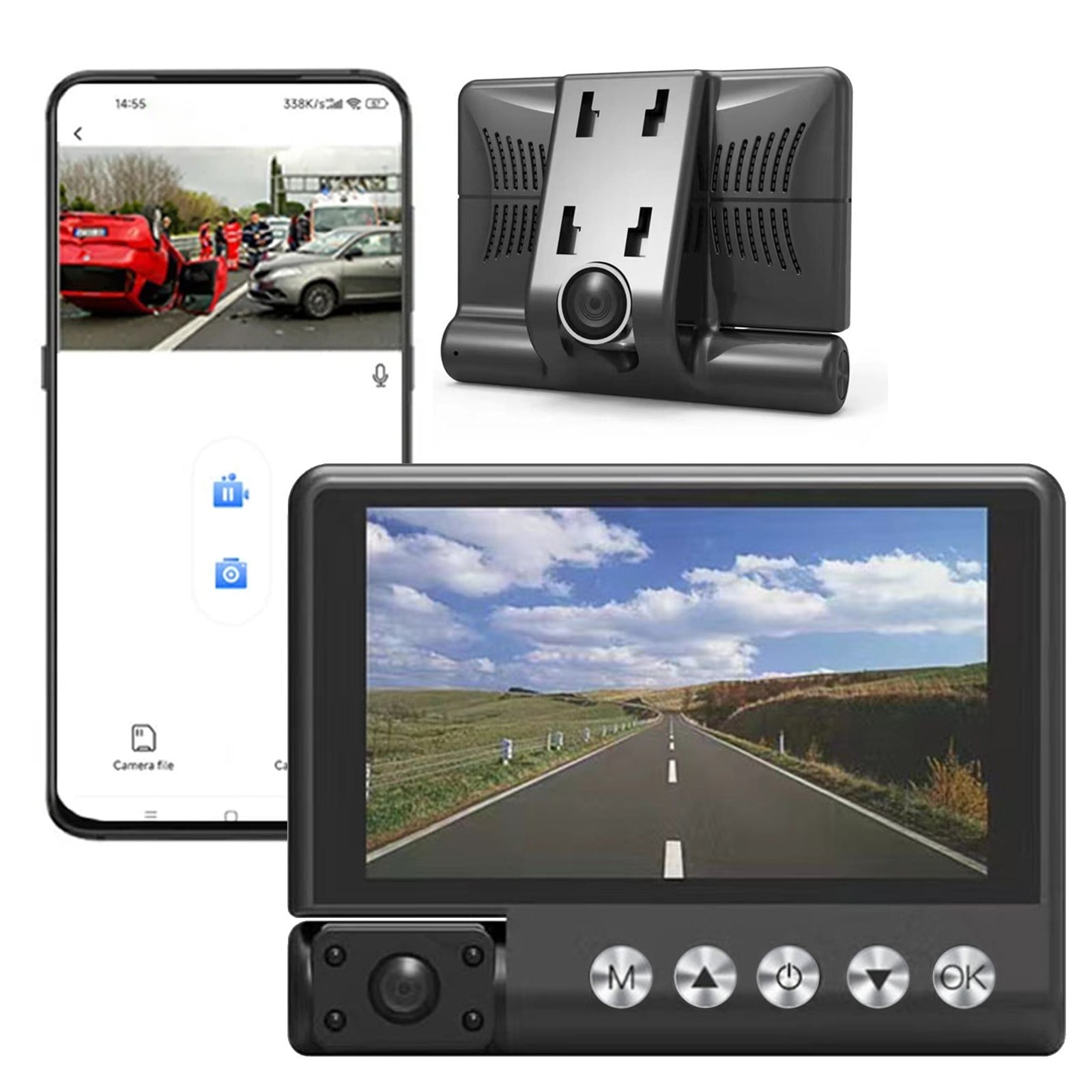Dash Cam Front and Rear, 1080P Dash Cam Car Dashboard Camera Recorder ...