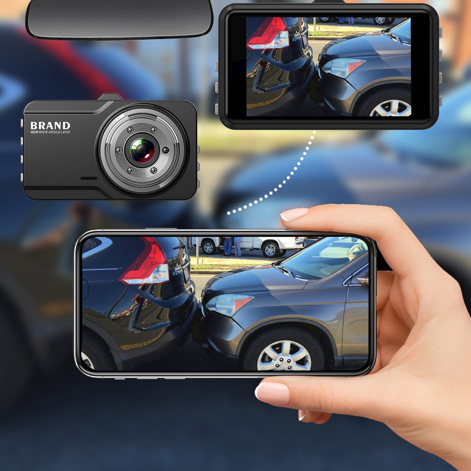 Dash Cam Front and Rear,1080P Dual Dash Camera for Cars, Built-in WiFi ...