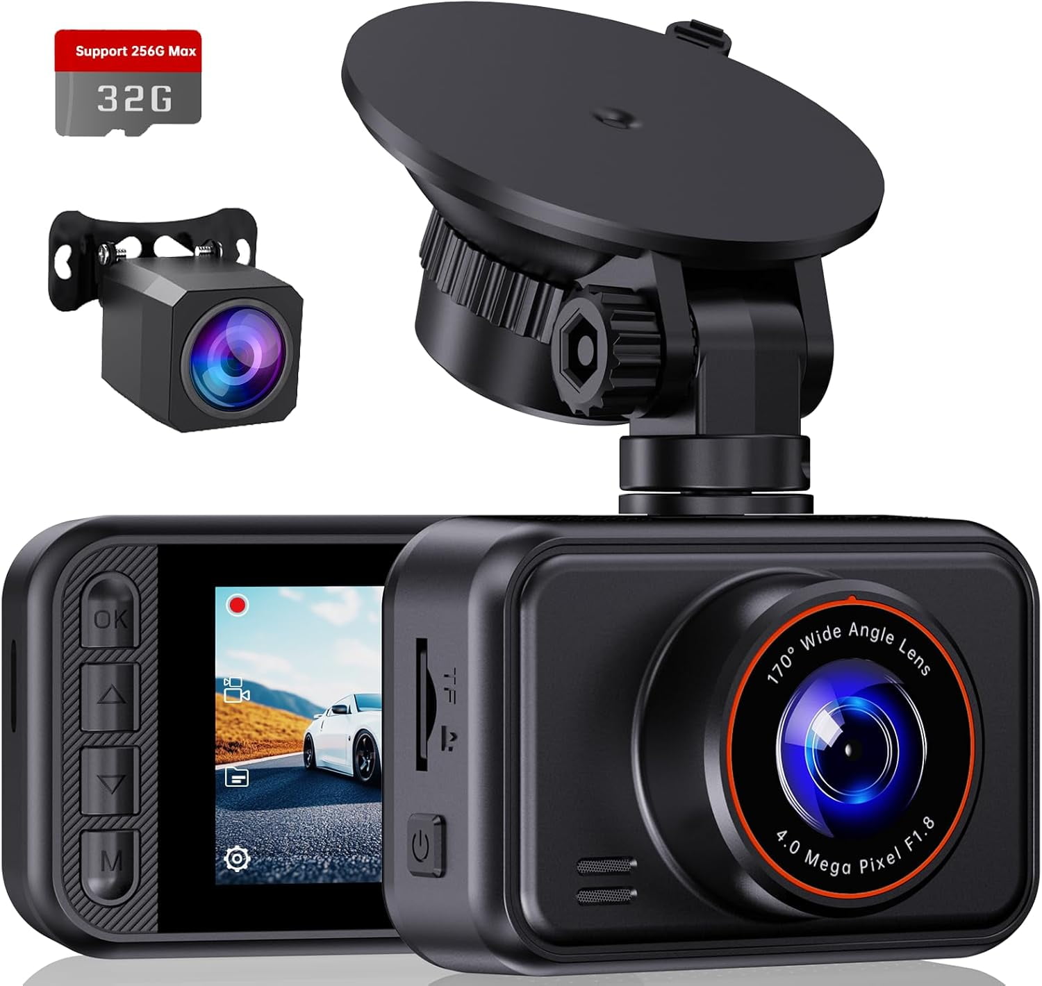 Dash Cam Front and Rear, 2.5K Dual Dash Camera for , 2560P Mini Camera ...