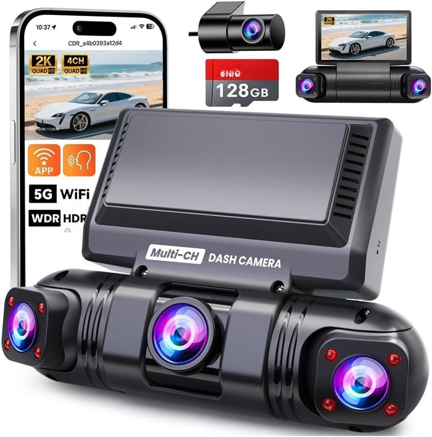 Dash Cam Front and Rear 360 Dashcam 4 Camera Dash Camera for , QHD ...