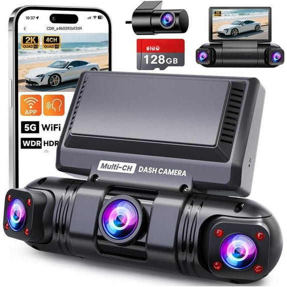 Dash Cam Front and Rear 360 Dashcam 4 Camera Dash Camera for , QHD ...