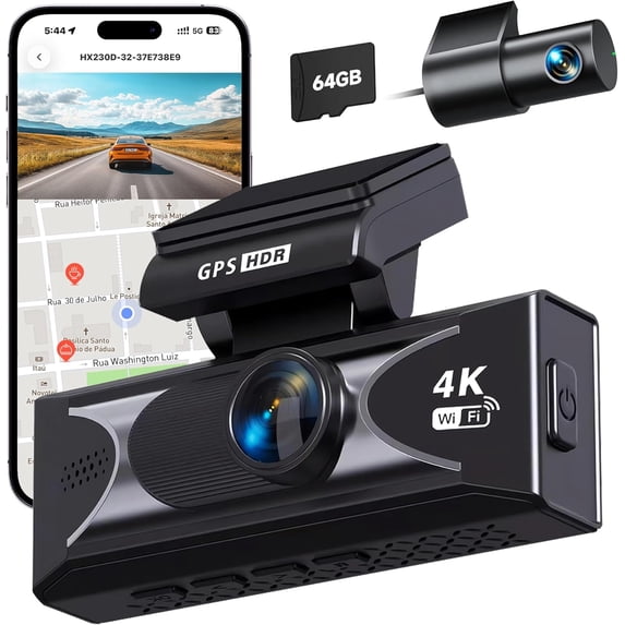 Dash Cam Front and Rear - 4K/2.5K Dash Camera for Built-in GPS 3.16 ...