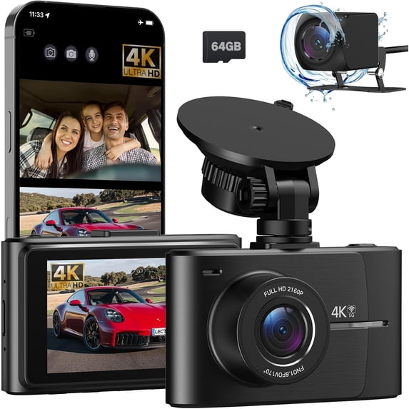 Dash Cam Front and Rear, 4K+2.5K Dual Dash Cam Front and Rear Recording ...
