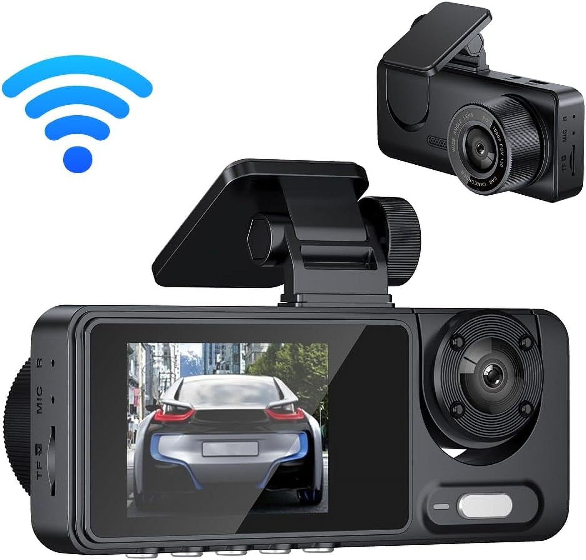 Dash Cam Front and Rear, Dash Camera 3 Cameras for Cars Rearview Mirror ...
