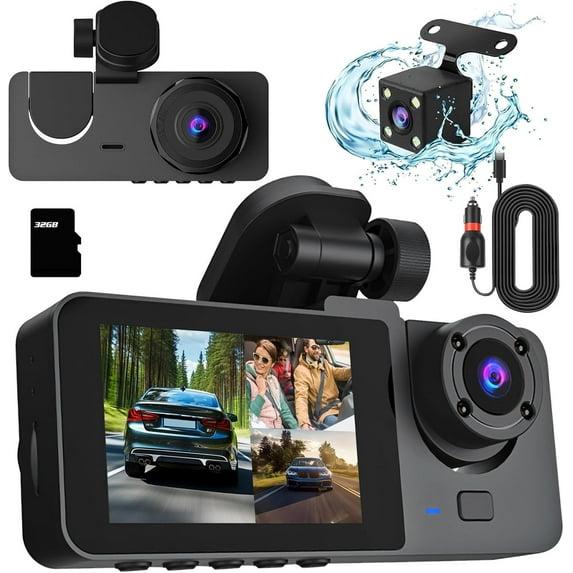 Dash Cam Front and Rear Inside,3 Dash Camera,1080P Dashcam Video ...