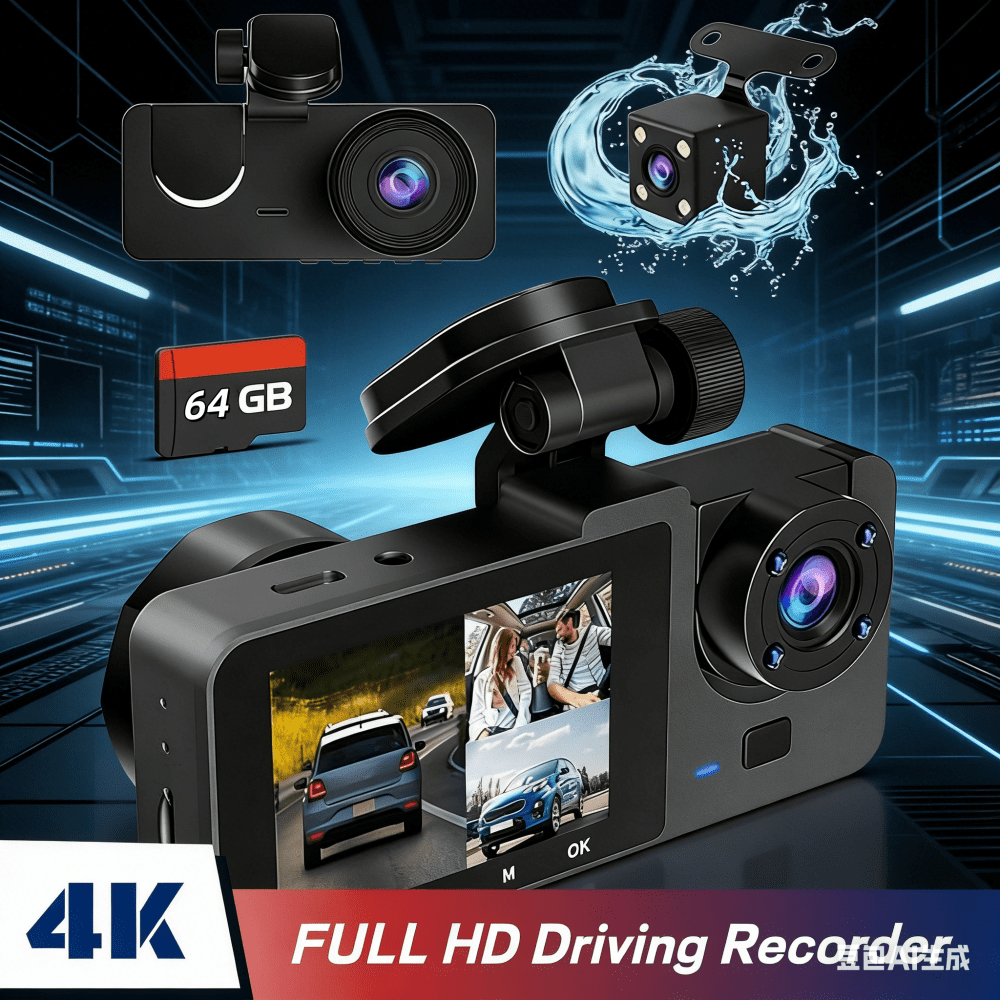Dash Cam Front and Rear Inside, 4K Full HD Triple Dash Camera for Cars ...