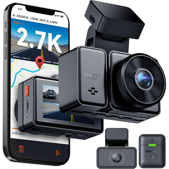 Dash Cam Front Rear with Voice Control WiFi Night Vision - Walmart.com