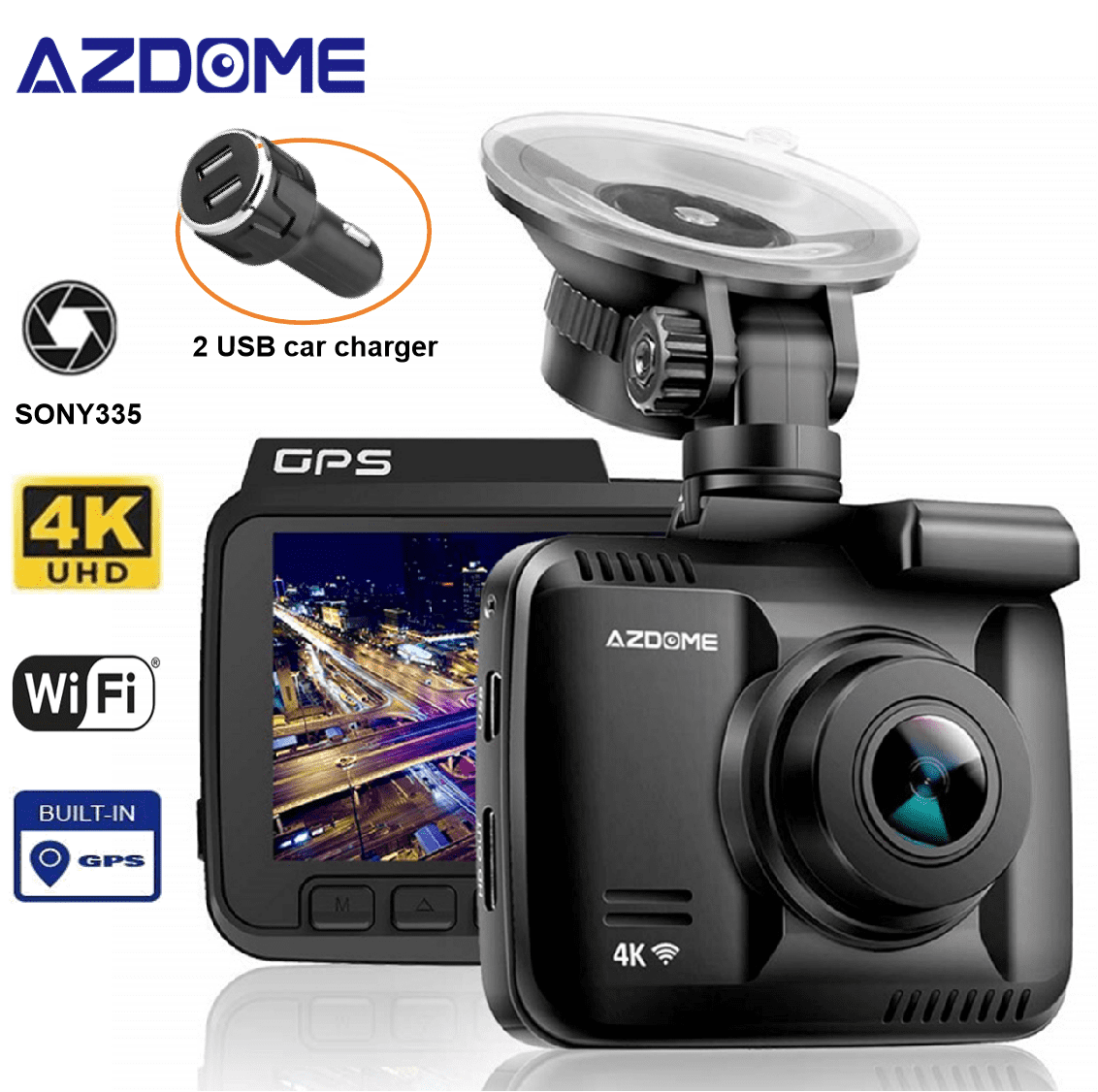 Dash Cam Front WiFi 4K, Dash Camera for Cars, Dashcam with GPS, IMX335 ...