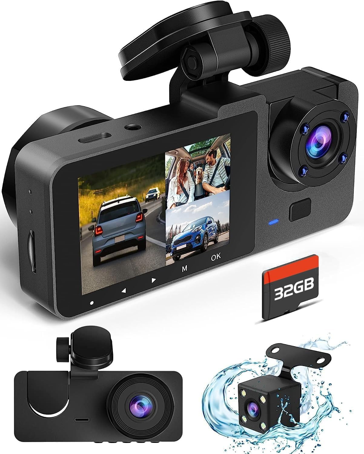 Dash Cam Front and Rear Inside, 4K Triple Dash Camera for , Camera with ...