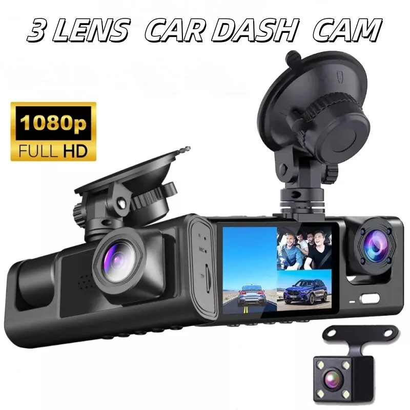 Dash Cam HD 1080p Car Dual Lens Front/Rear/Inside Video Recorder Camera ...