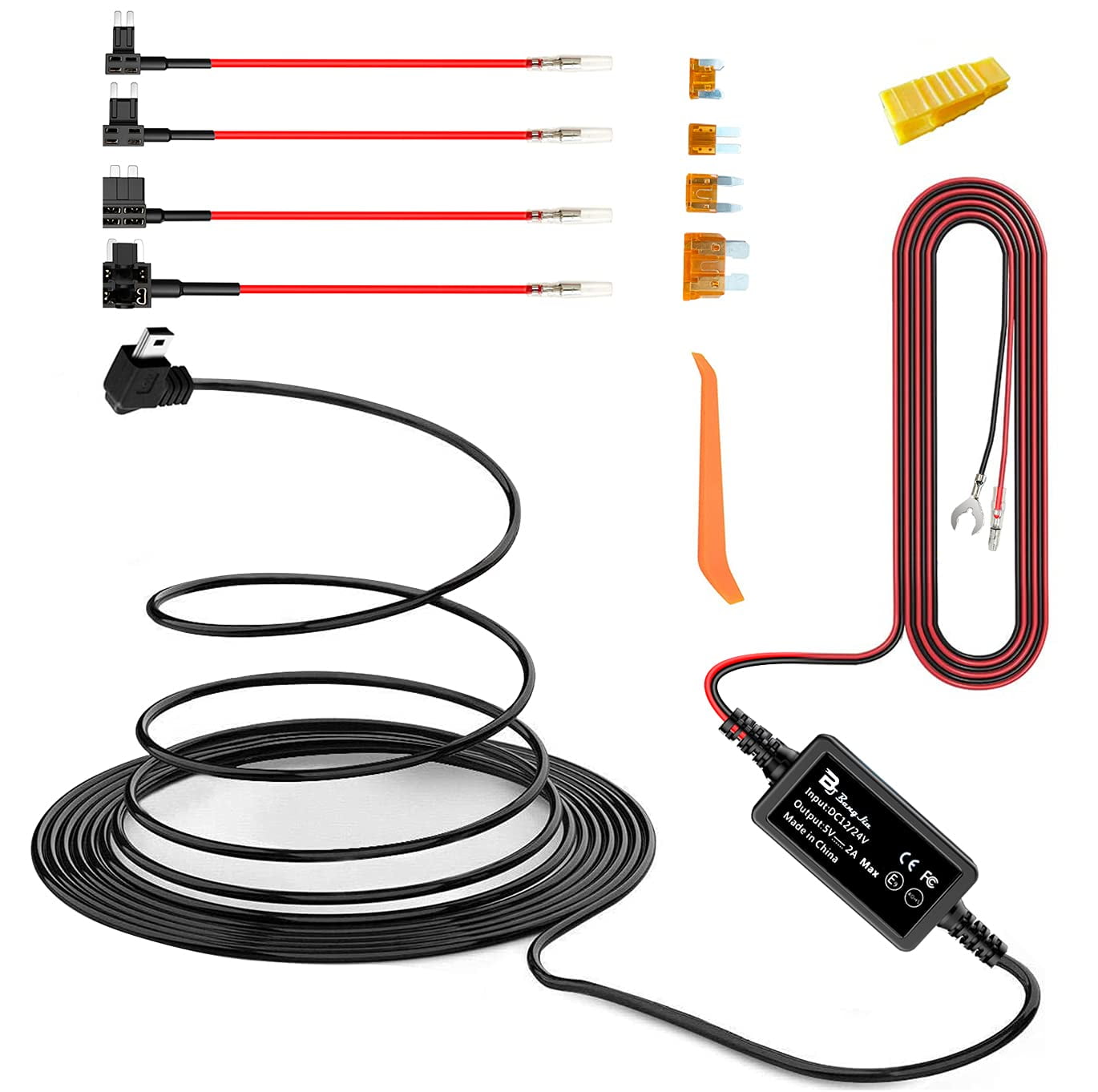 Dash Cam Hardwire Kit Mini USB Bangjia 12V-24V to 5V/2A Car Dash Camera ...