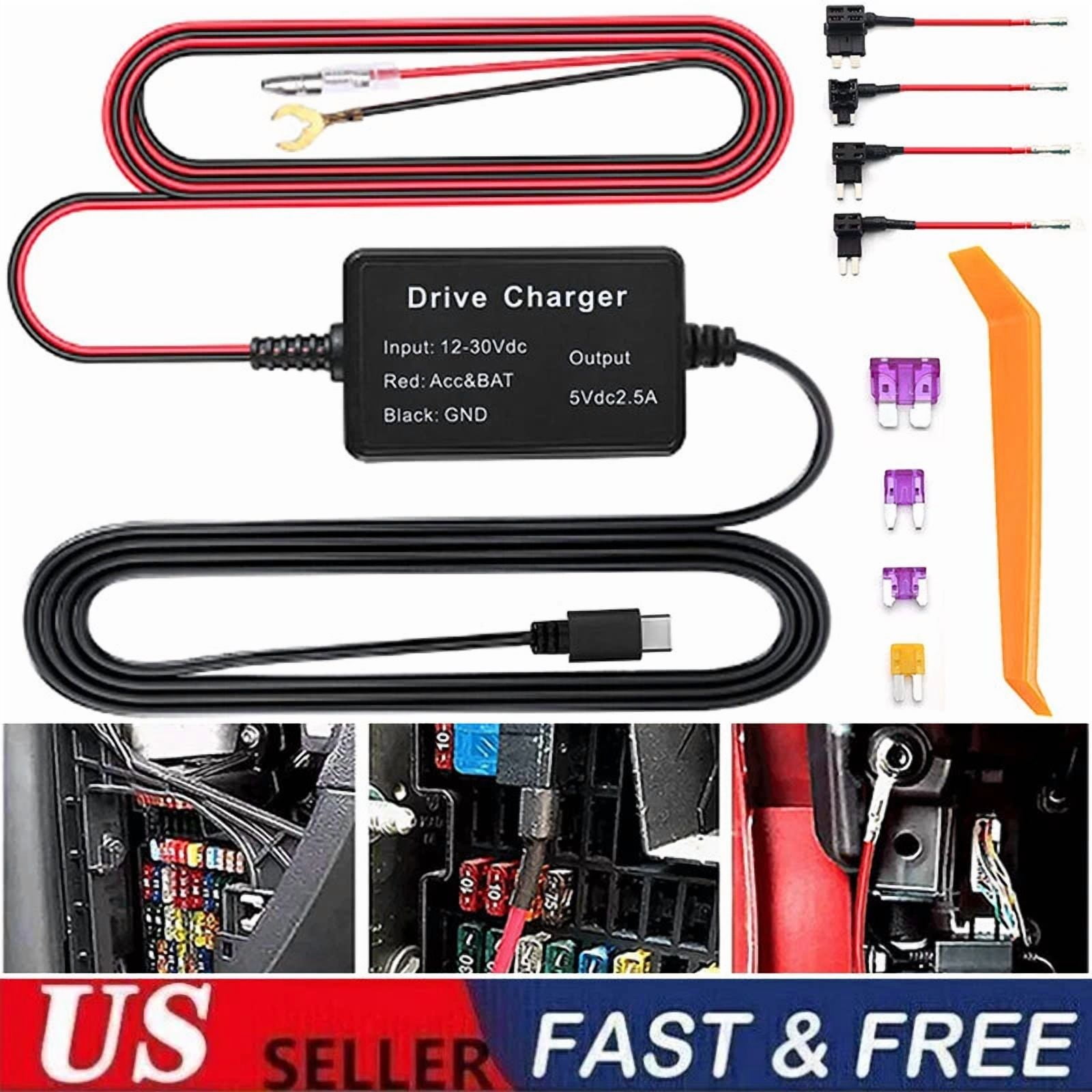 Dash Cam Hardwire Kit Usb Type C Charger Power Cord 12V To 5V 2A For ...