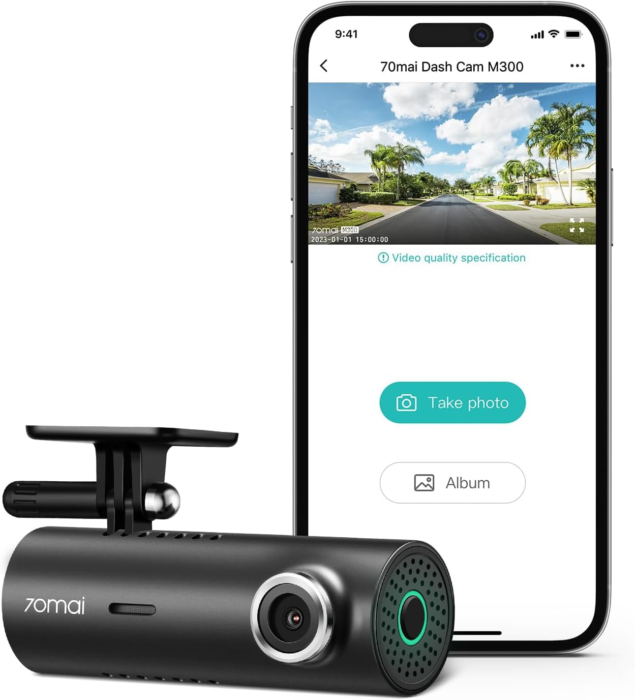 Dash Cam M300, 1296P QHD, Built in WiFi Smart Dash Camera for Cars, 140 ...