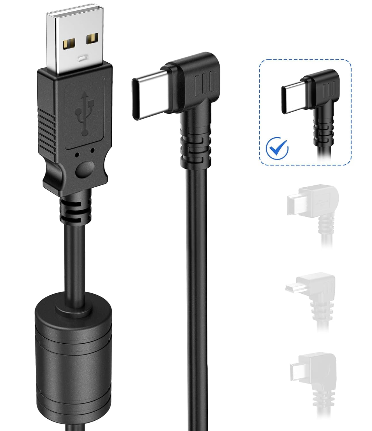 Dash Cam Power Cord, (15Ft USB Type-C) Premium Thicker Shielded USB C ...