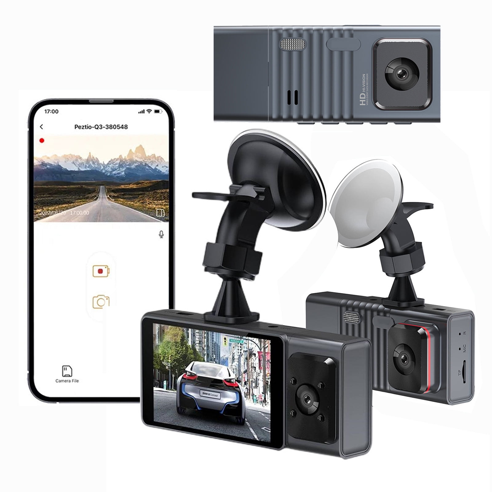 Dash Cam With WiFi 1080P FHD Car Driving Recorder Two Lens Dashboard ...