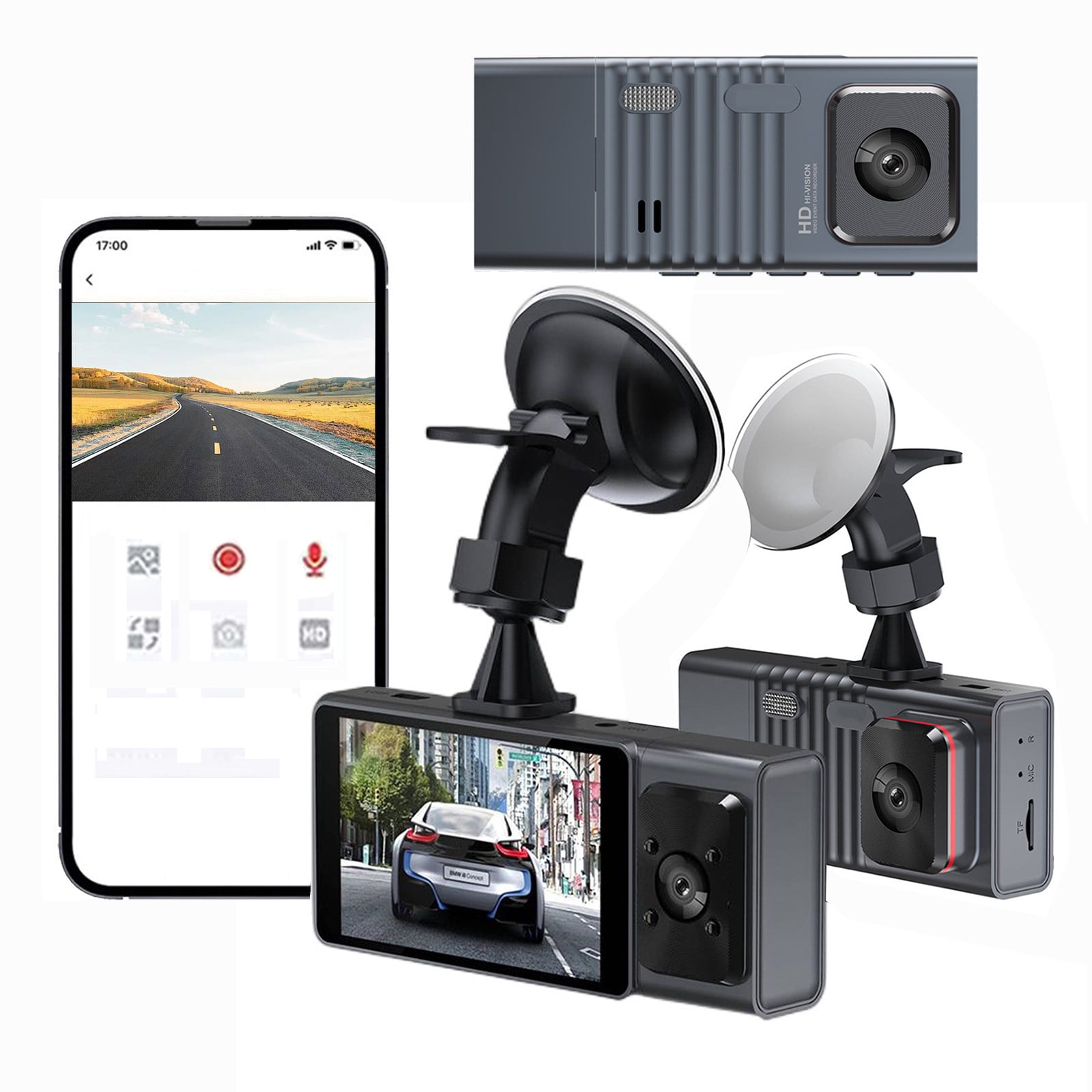 Dash Cam With WiFi 1080P FHD Car Driving Recorder Two Lens Dashboard ...