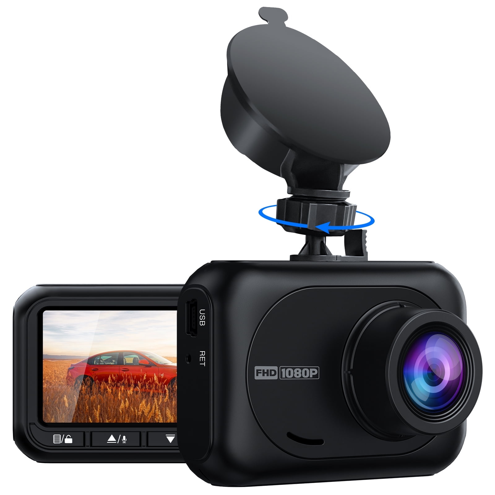 TOGUARD Dash Cam for Cars, 2.45-inch Full HD 1080P Front Wide Angle ...