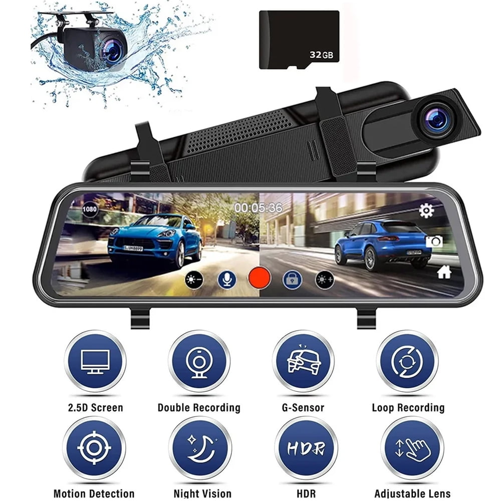 Free Shipping! Dash Camera, 10" 1080P Mirror Dash Cam with Full Touch ...
