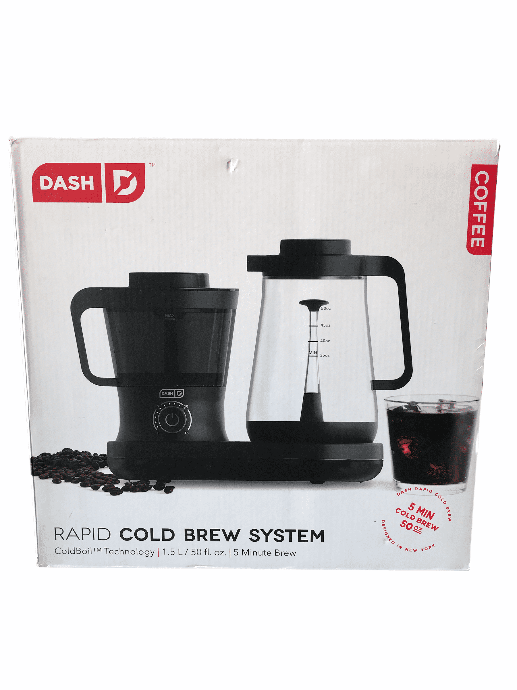 Dash Rapid Cold Brew Coffee Maker, 42 oz 1.5 L Carafe, Hot & Cold ...
