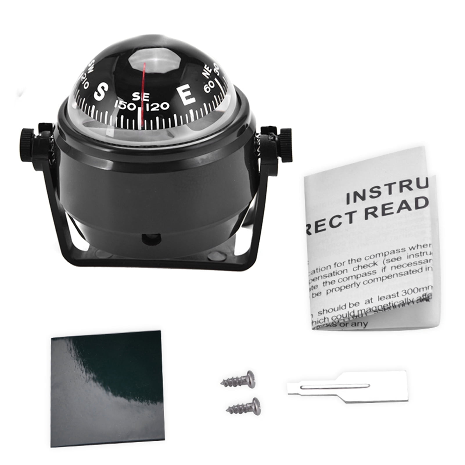 LIZEALUCKY Dash Compass, Black Electronic Adjustable Marine Navigation ...