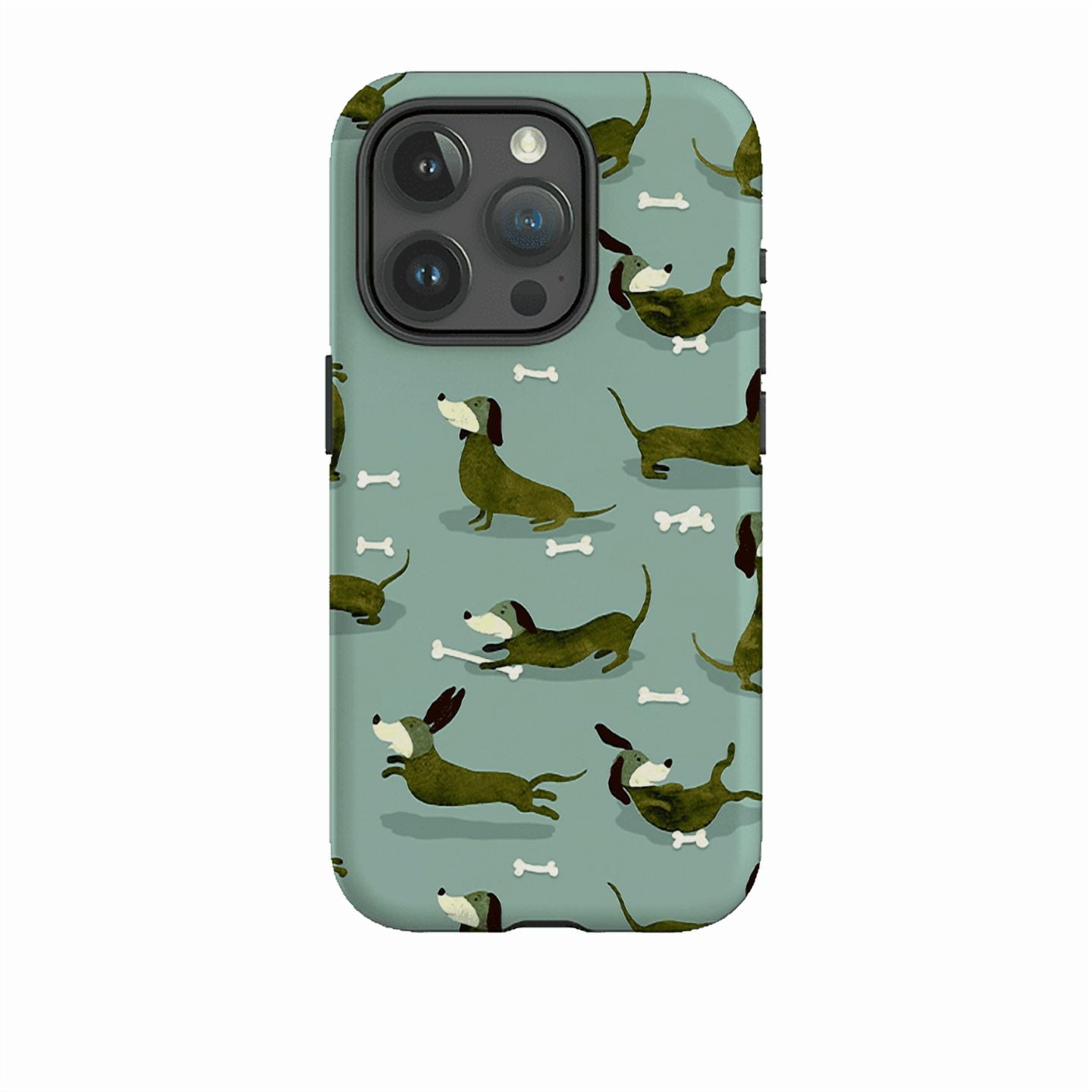 Dash Dogs Green by Katherine Phone Case for iPhone 16 15 14 13 12 11 ...