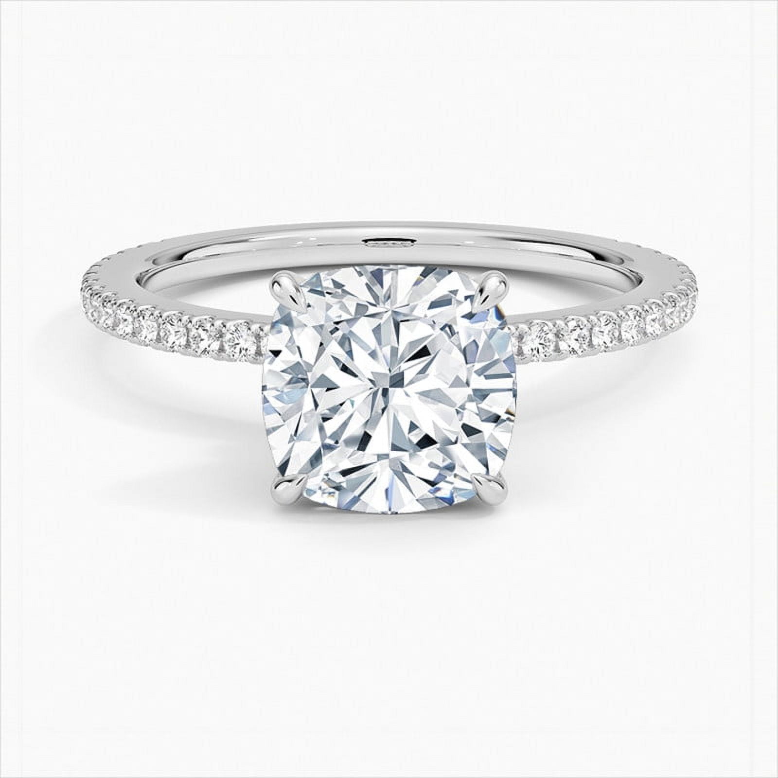 Dash JEWEL Stamped 14k Silver Engagement Ring - Cushion Cut 1.7 Ct ...
