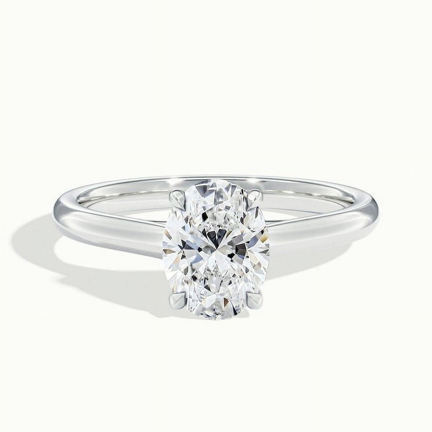 Dash Jewel 1 Ct Oval Cut Diamond Ring - 14K White Gold Plated Lab-Created Simulated Diamond ...