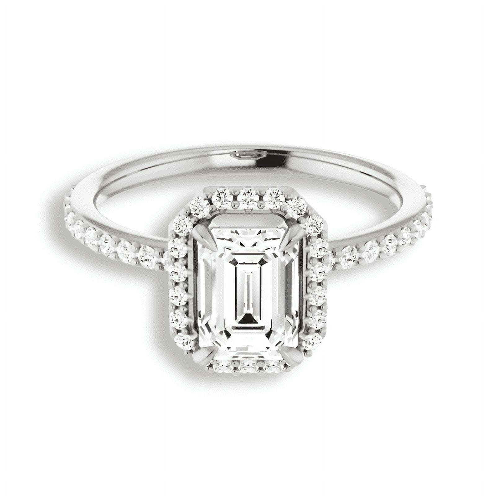 Dash Jewel 14K Silver Ring for Her - 1.6 Ct Lab Diamond Emerald Cut ...