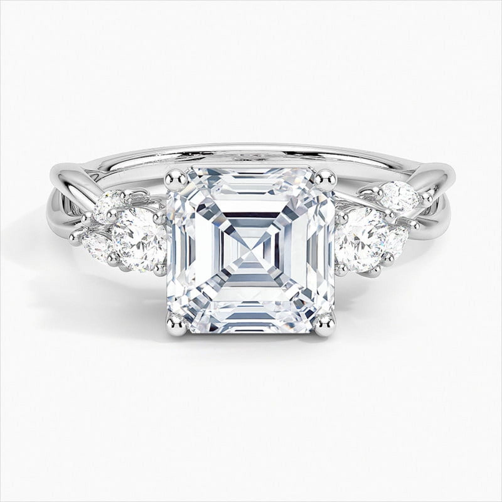 Dash Jewel 14K White Gold Over Rings - 2.2 Ct Asscher Cut Diamond Rings ...