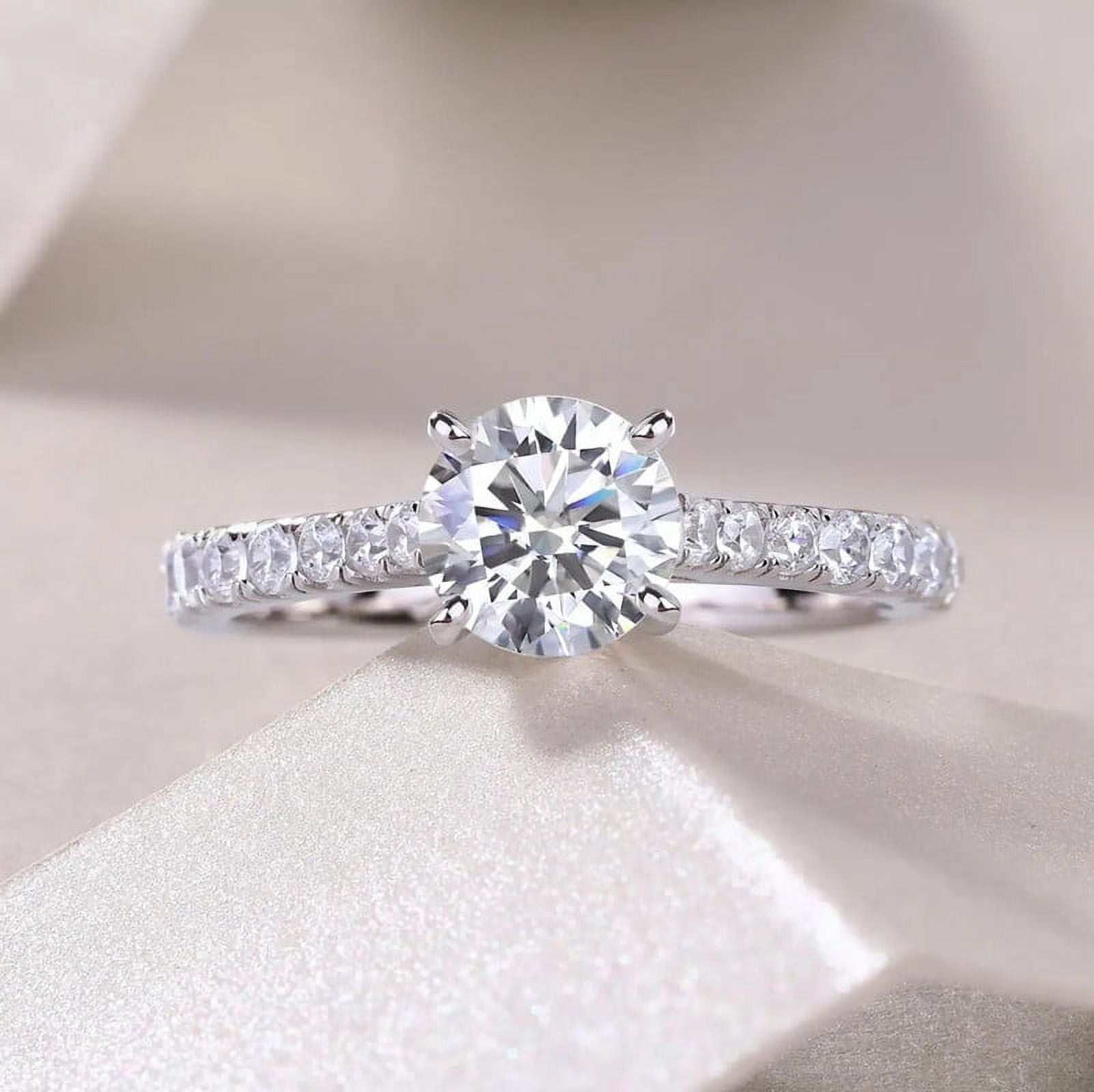 Dash Jewel 14K White Gold Plated 1.5 Ct Round Cut Diamond Wedding Rings ...