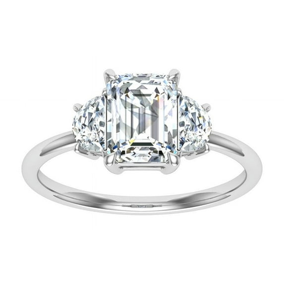 Dash Jewel 14K White Gold Plated 2.2 Ct Emerald Cut Lab Created Diamond ...