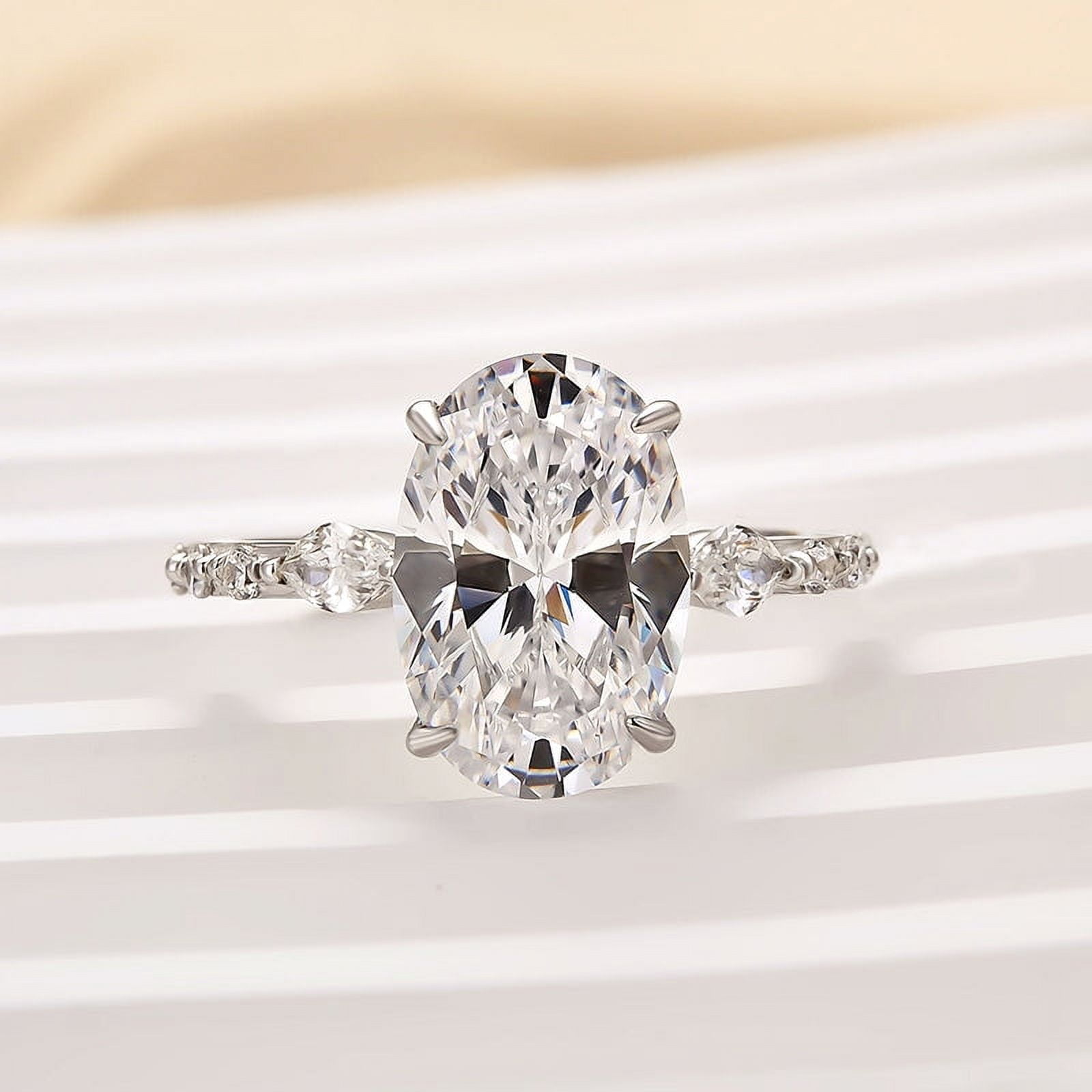 Dash Jewel 14K White Gold Plated 2.3 Ct Diamond Engagement Ring - Oval ...