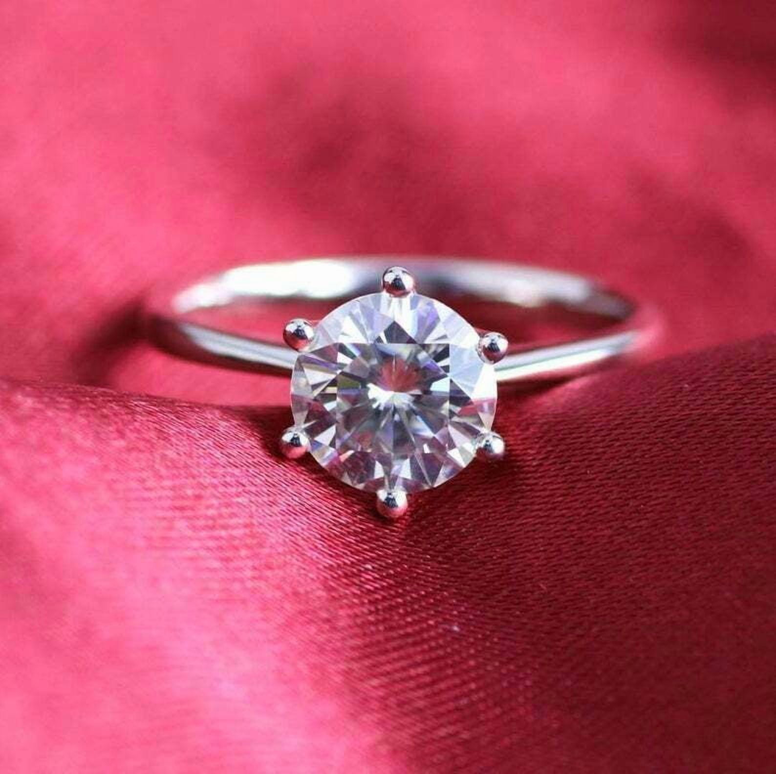 Dash Jewel 14K White Gold Plated 2 Ct Round Cut Diamond Wedding Ring - Stunning Solitaire with ...