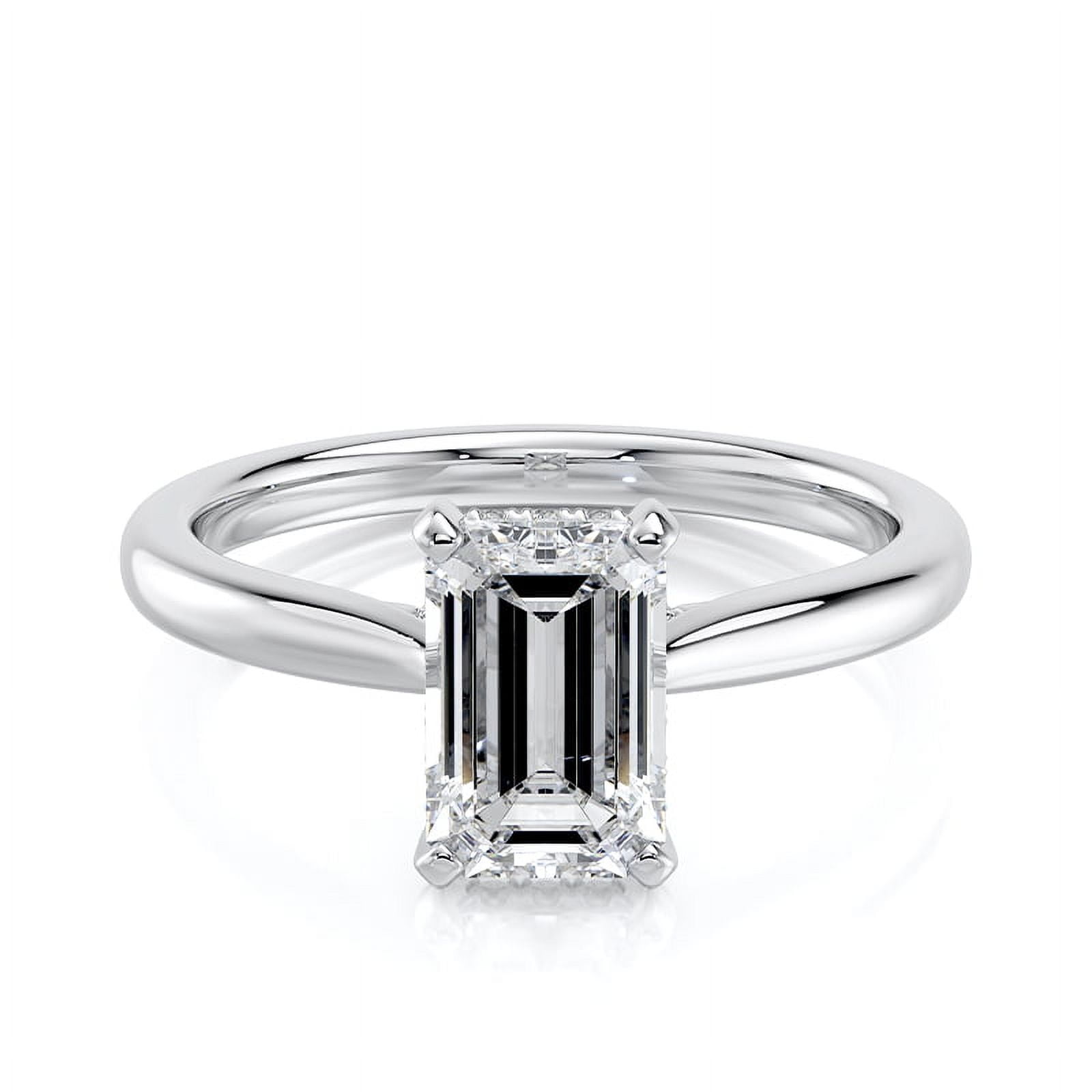 Dash Jewel 14K White Gold Plated Rings -1.9 Ct Emerald Cut Solitaire ...