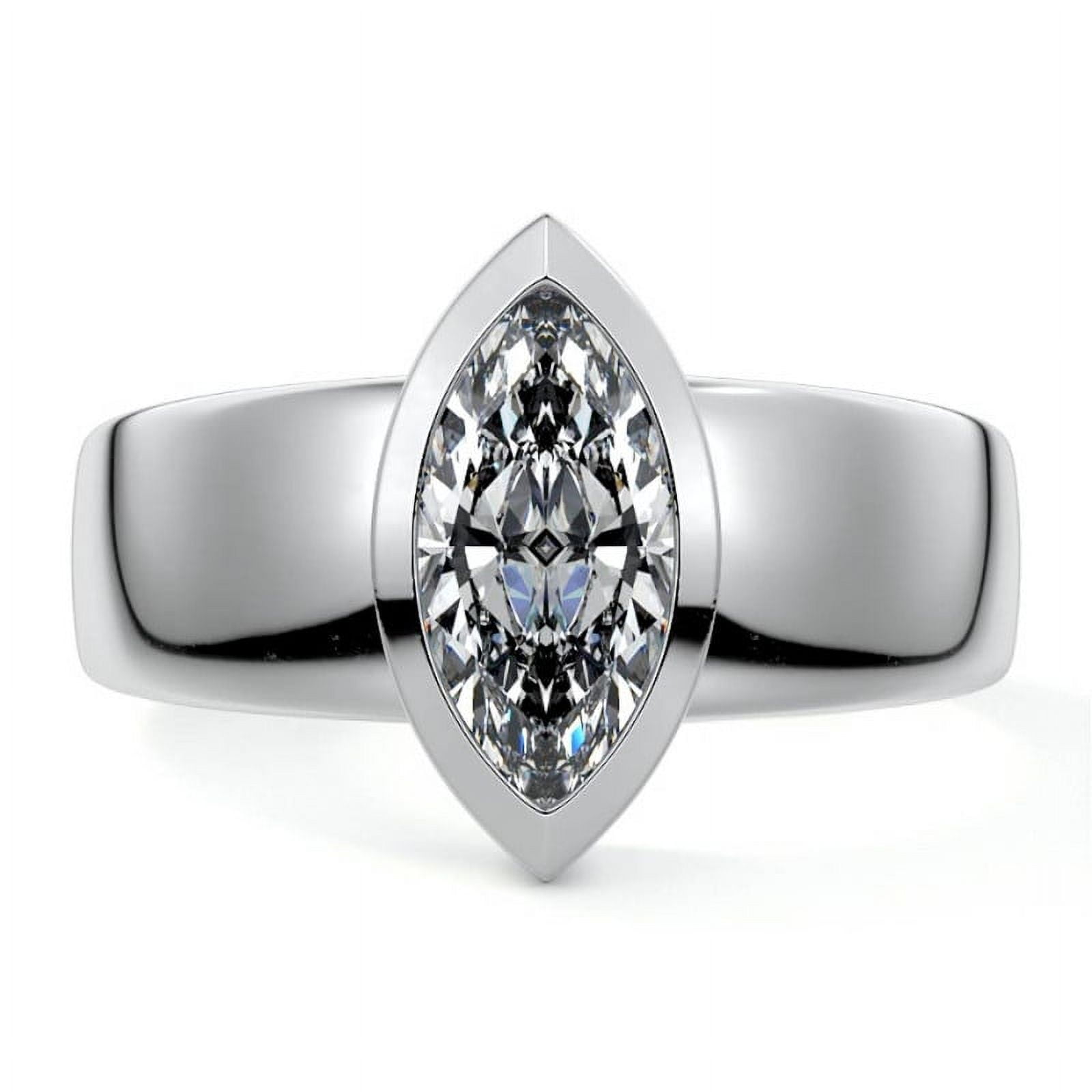 Dash Jewel 14K White Gold Plated Rings - 2.1 Ct Marquise Cut Diamond Ring - Bezel Set Engagement ...