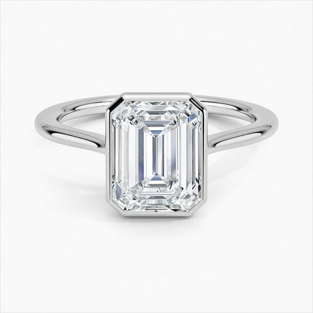 Dash Jewel 14K White Gold Plated Rings - 2 Ct Emerald Cut Diamond Rings ...