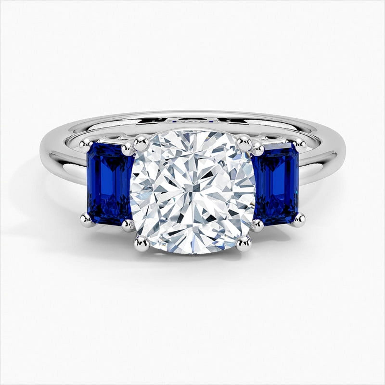 Dash Jewel 14K White Gold Plated Sapphire Wedding Ring - Cushion Cut 2. ...