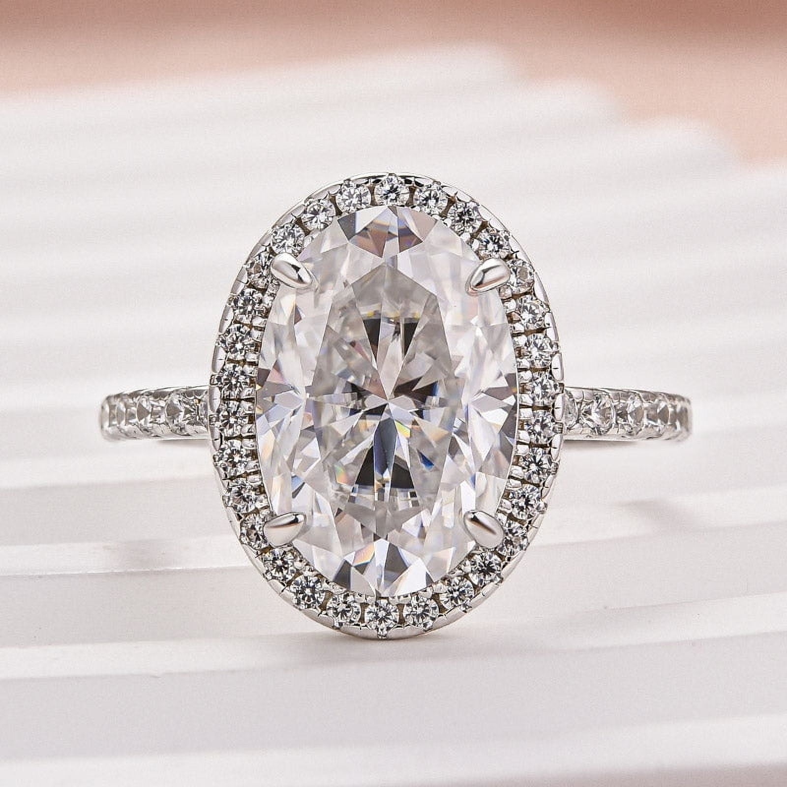 Dash Jewel 14k White Gold Plated Ring - 2.4 Ct Oval Cut VVS1/D Lab Created Simulated Diamond ...