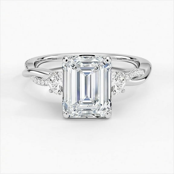 Dash Jewel White Gold Over 14K Silver Diamond Ring - Asscher Cut ...