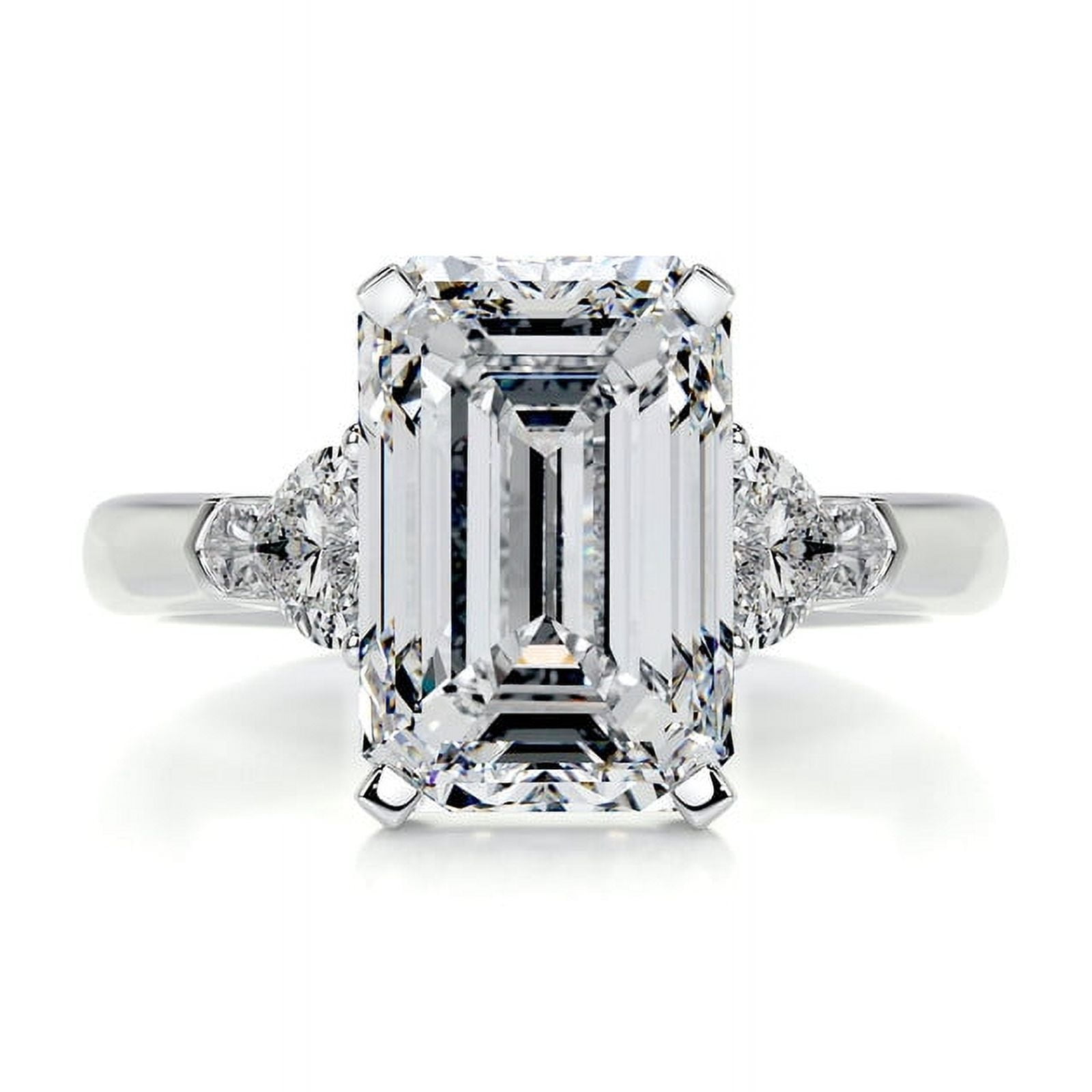 Dash Jewel 2.1 Ct Emerald Cut Diamond Wedding Ring - Lab-Created Simulated Diamond in 14K White ...