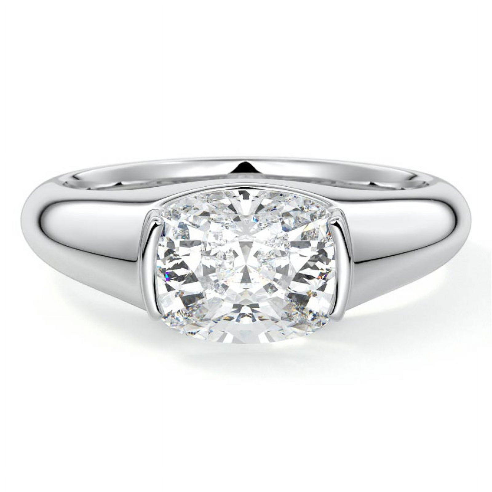 Dash Jewel 2.1Ct Cushion Cut White Diamond Ring for Her - 14K White Gold Plated Rings for Women ...