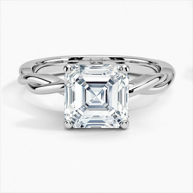 Dash Jewel 2.2 Ct Asscher Cut Diamond Rings - 14K White Gold Plated ...