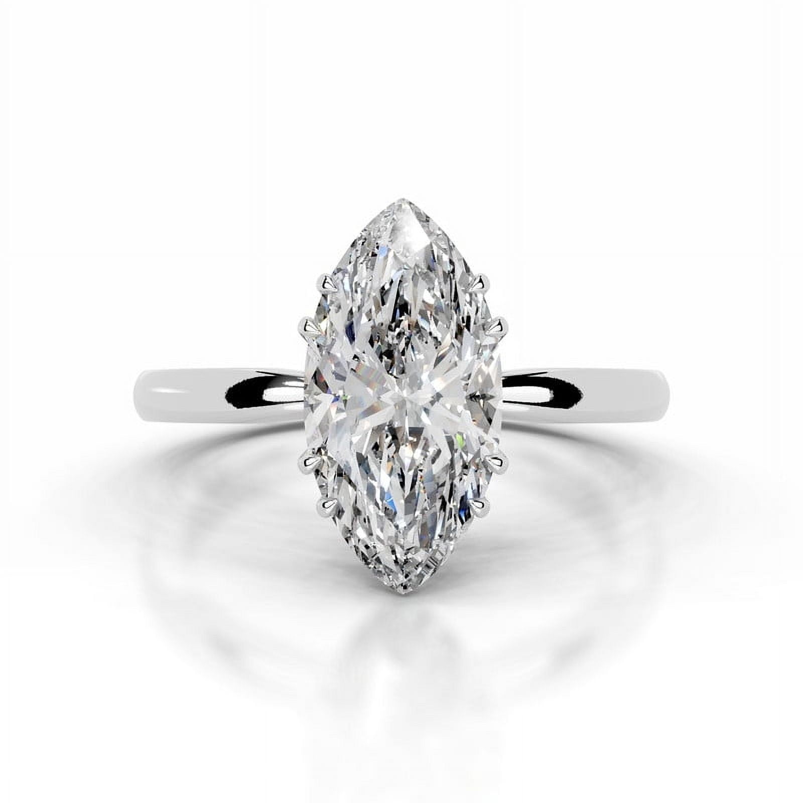 Dash Jewel 2.3 Ct Marquise Cut Diamond Engagement Ring - 14K White Gold Plated with Lab-Created ...