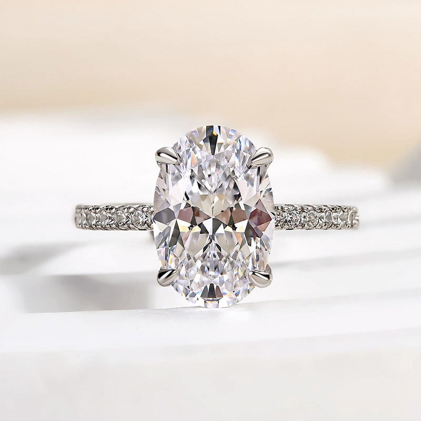 Dash Jewel 2 Ct Oval Cut Diamond Wedding Ring - 14K White Gold Plated ...