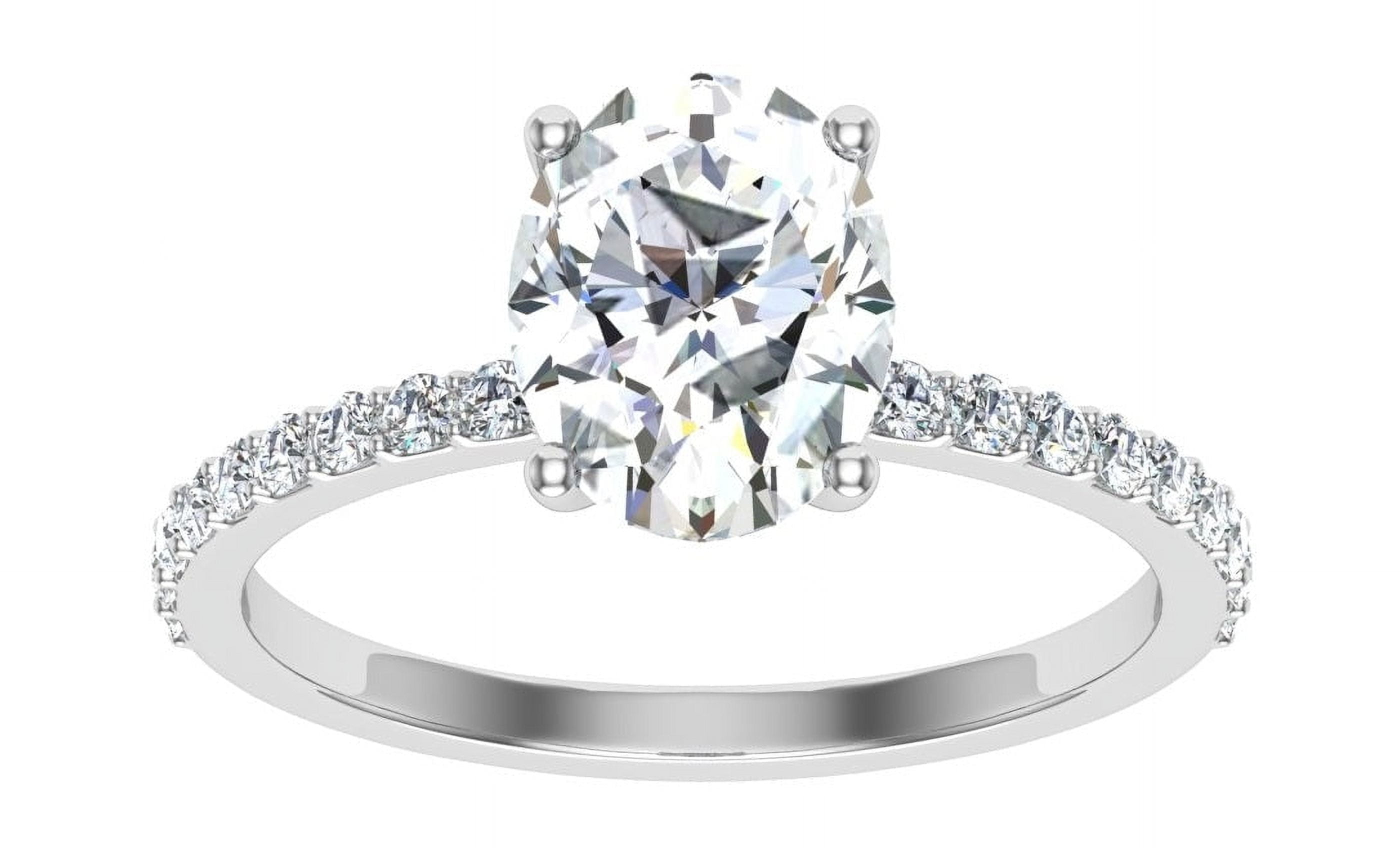 Dash Jewel Classic 1.7 Ct Oval Cut Lab Diamond Engagement Ring - 14K White Gold Plated Prong ...